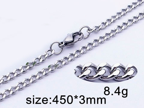 Cadena plateada 3mm 45cm – AzulTurquesa Joyería de Acero Inoxidable