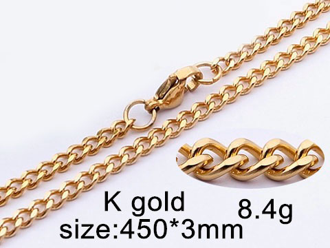 Cadena dorada 3mm 45cm – AzulTurquesa Joyería de Acero Inoxidable