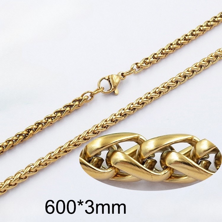 Cadena dorada 60cm eslabón 3mm – AzulTurquesa Joyería de Acero Inoxidable