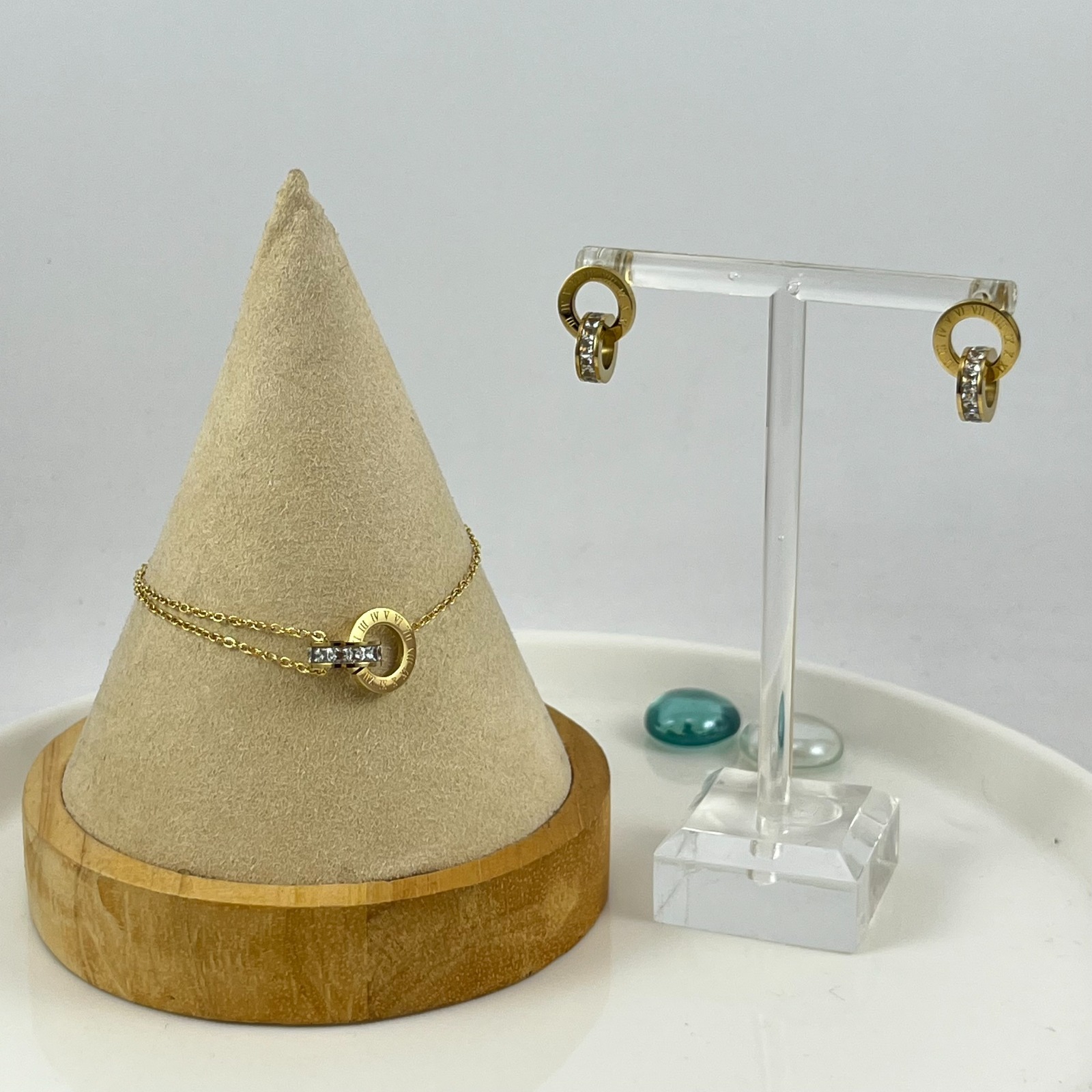 Set dorado Pulsera y aretes diseño CArTieR – AzulTurquesa Joyería de ...