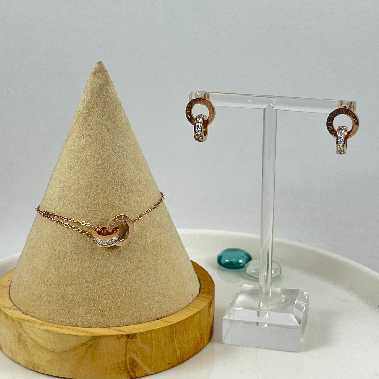 Set rose gold Pulsera y aretes diseño CArTieR – AzulTurquesa Joyería de ...