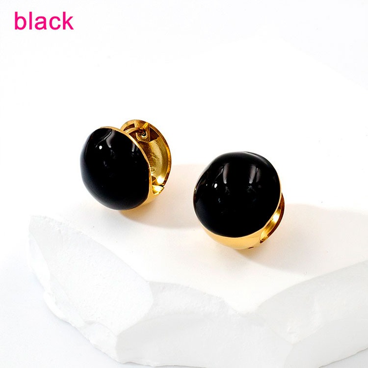 Aretes dorados 1.5cm negros – AzulTurquesa Joyería de Acero Inoxidable