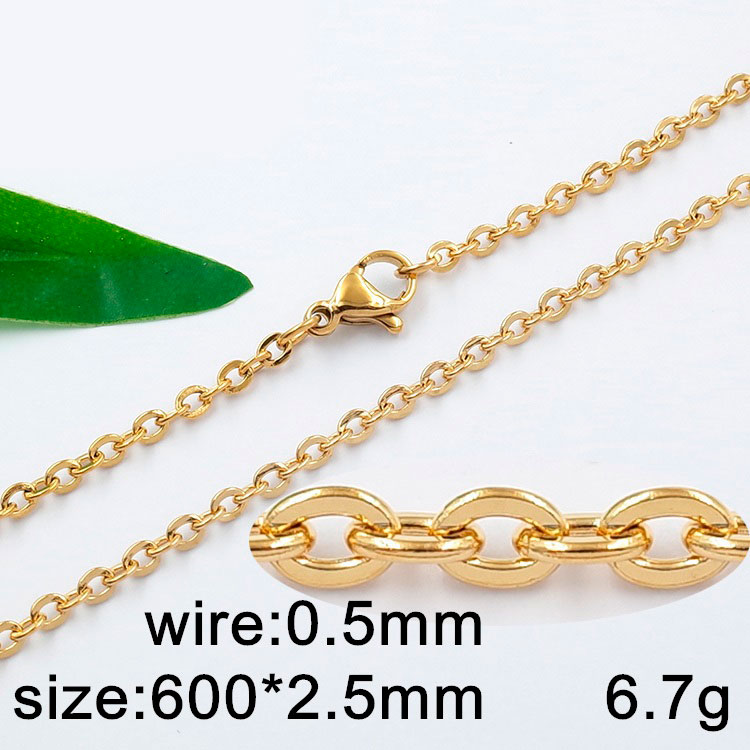 Cadena dorada largo 60cm eslabón 2.5mm – AzulTurquesa Joyería de Acero ...